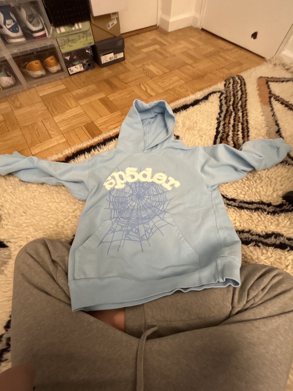 Young Thug Sp5der Light blue hoodie | Grailed