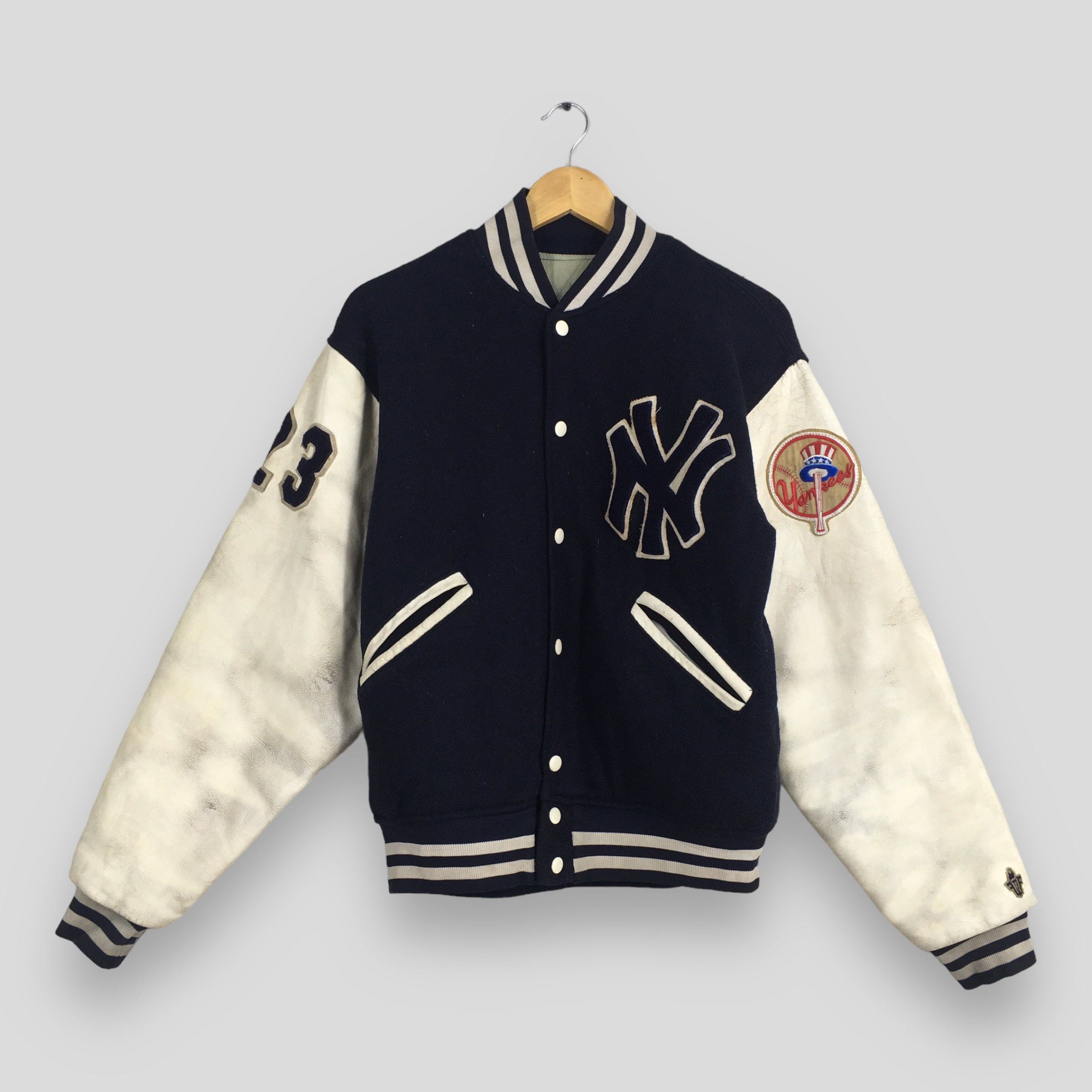 MLB Vintage 80s NY New York Yankees Varsity Leather Jacket M | Grailed