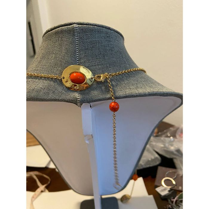 Generic Super long red and orange bead disc necklace | Grailed