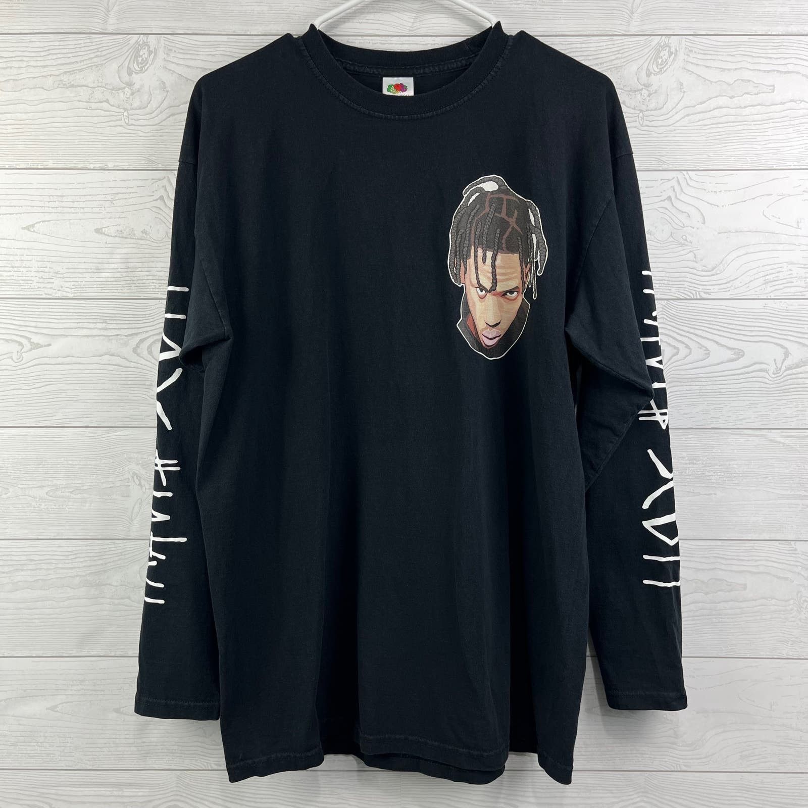 Fruit Of The Loom Travis Scott La Flame Fan Shirt Size Large Black Long ...
