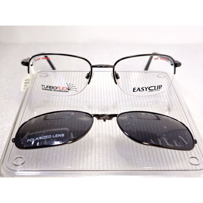 Walmart EasyClip Turboflex Dark Silver Polarized Eyeglasses 52-19 | Grailed
