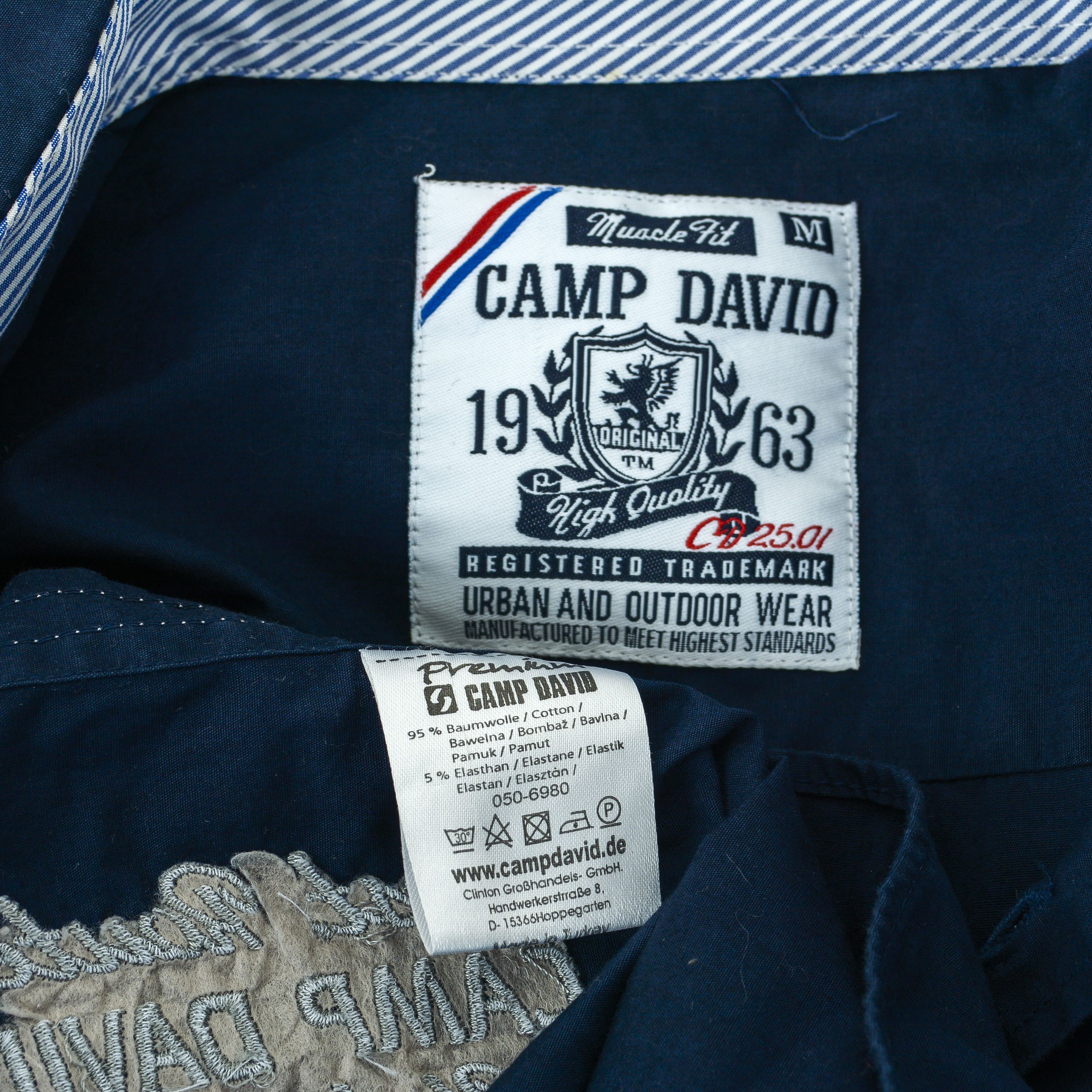 Camp David Shirt Muscle Fit High Quality Casual Button Up Cotton Navy ...