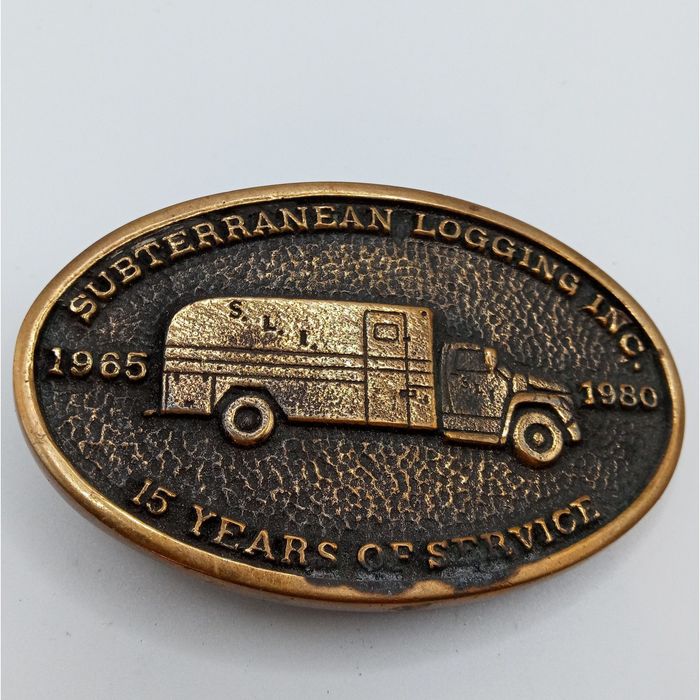 Vintage Subterranean Logging Belt Buckle 1980 Western Leon Kansas KS ...