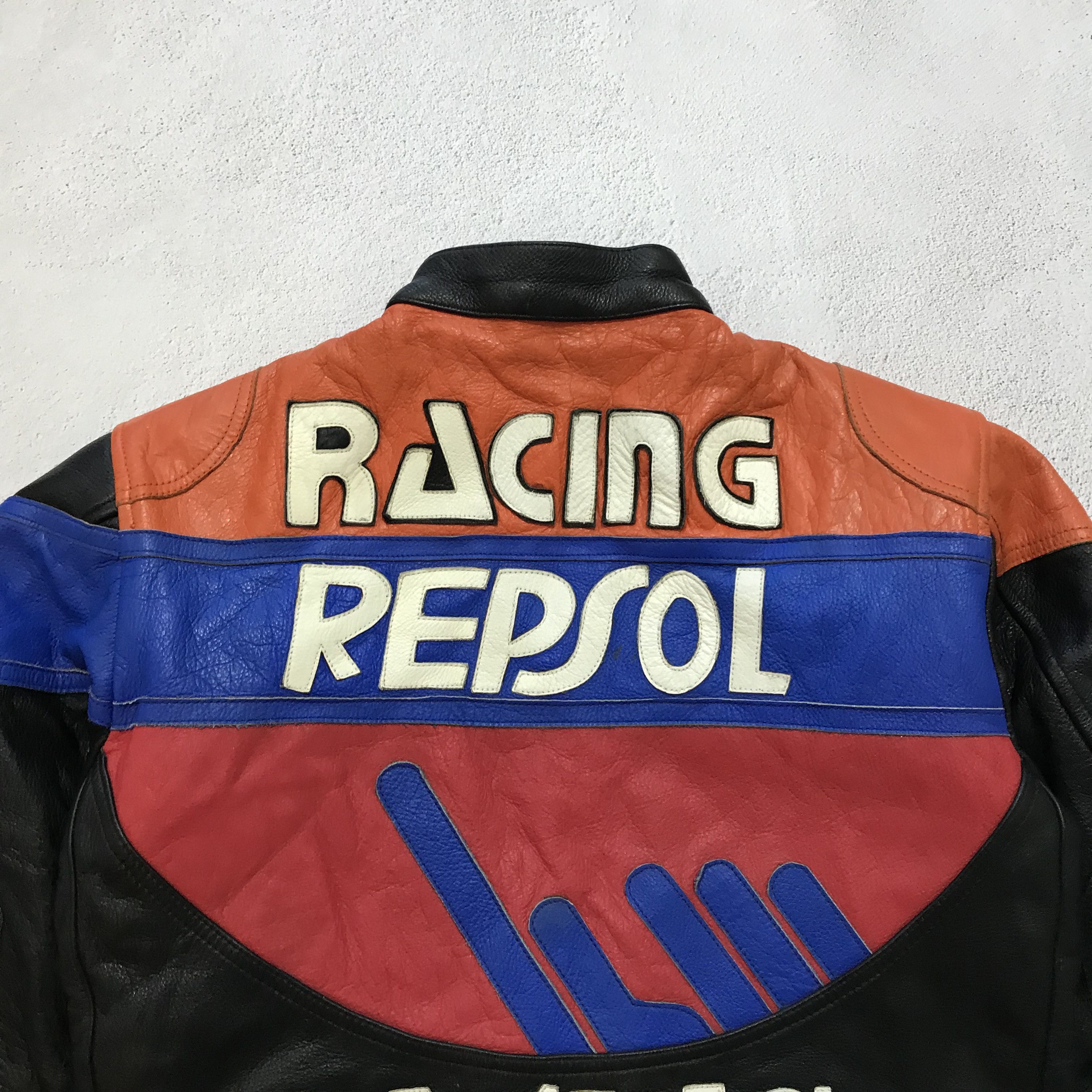 Vintage REPSOL Racing Vintage Leather Jacket Bomber 90s Motorcycle ...