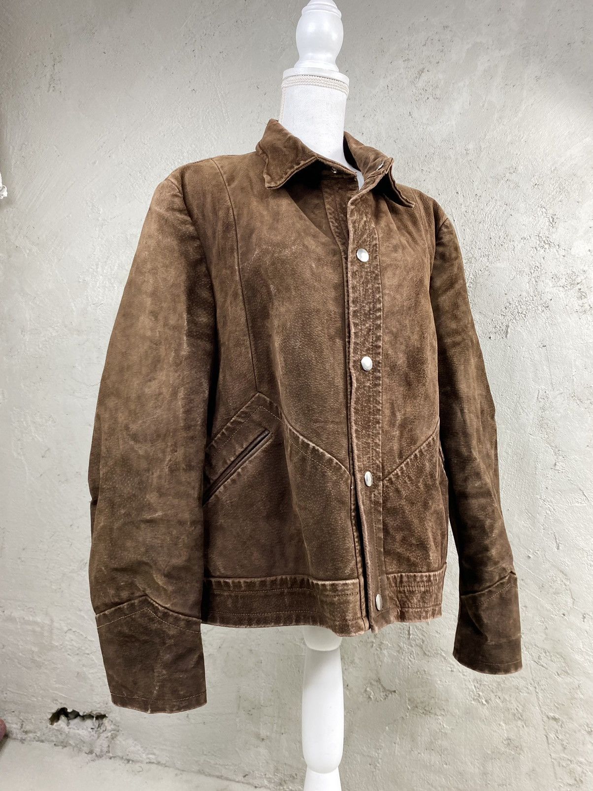 Avant Garde × Leather Jacket × Vintage Suede leather jacket oversize ...