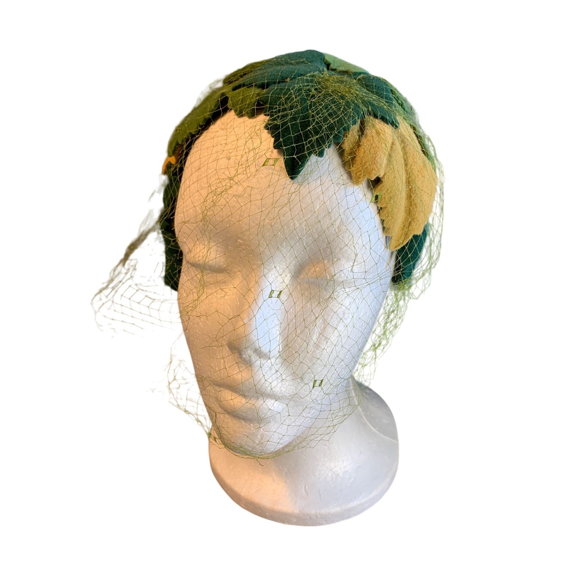 Other Ladies Green Leaves Hat with Netting Vintage | Grailed
