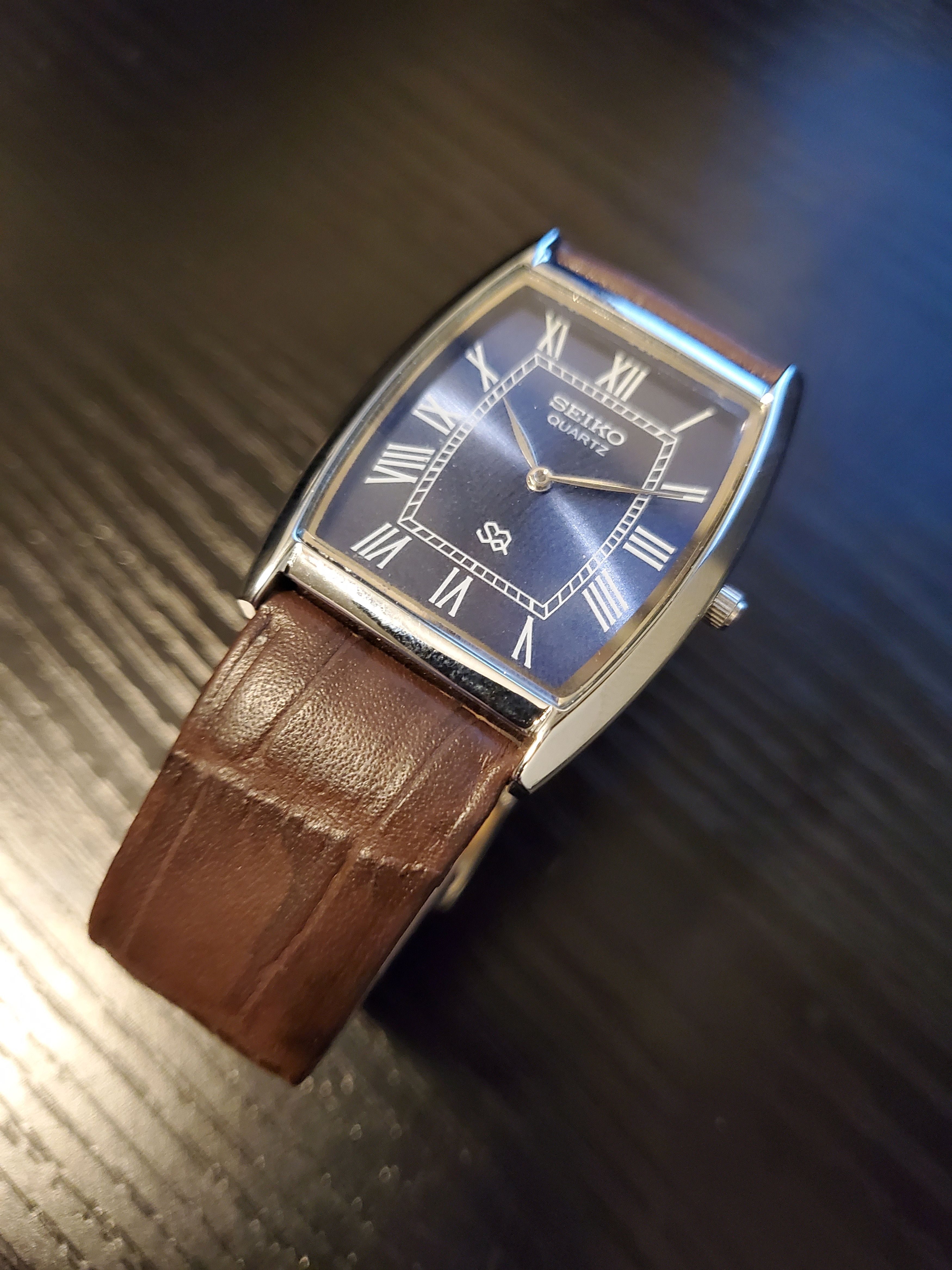 Seiko 🔥RARE Men's Slim Seiko Tank Barrel Leather Watch 31mm | Grailed