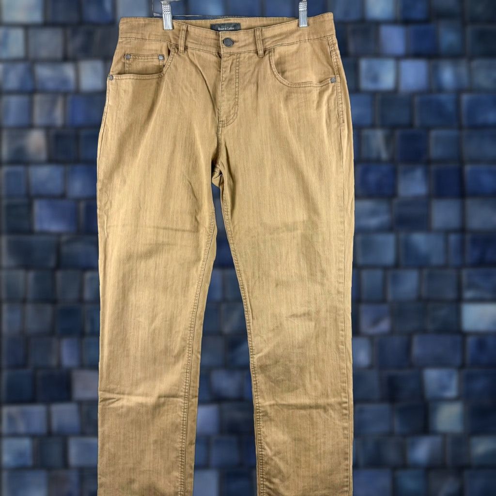 Vintage Rover & Lakes Men's Pants 34 Tan Comfort Stretch Chino 5-Pocket ...