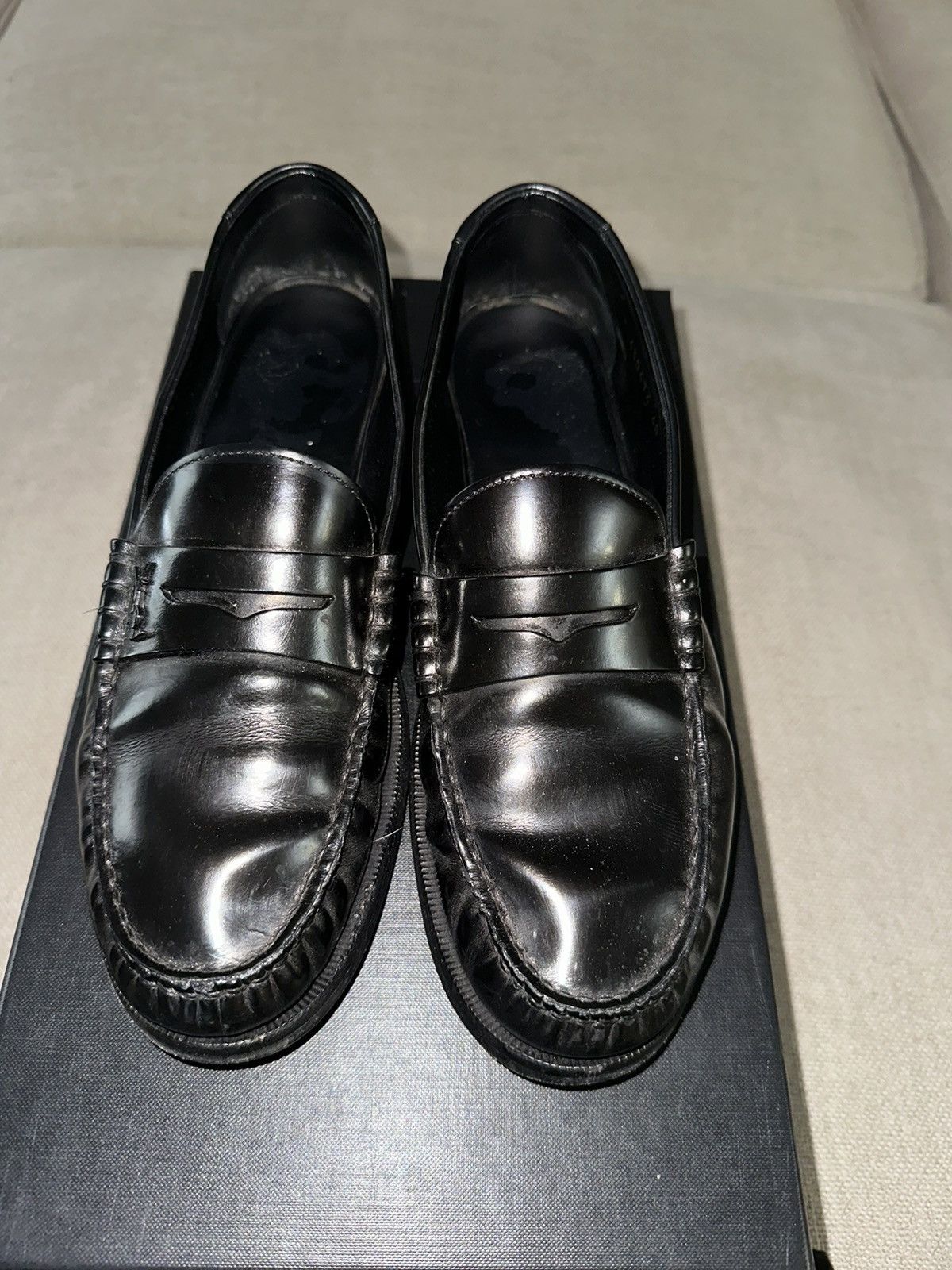Saint Laurent Paris SLP Black Penny Loafers | Grailed