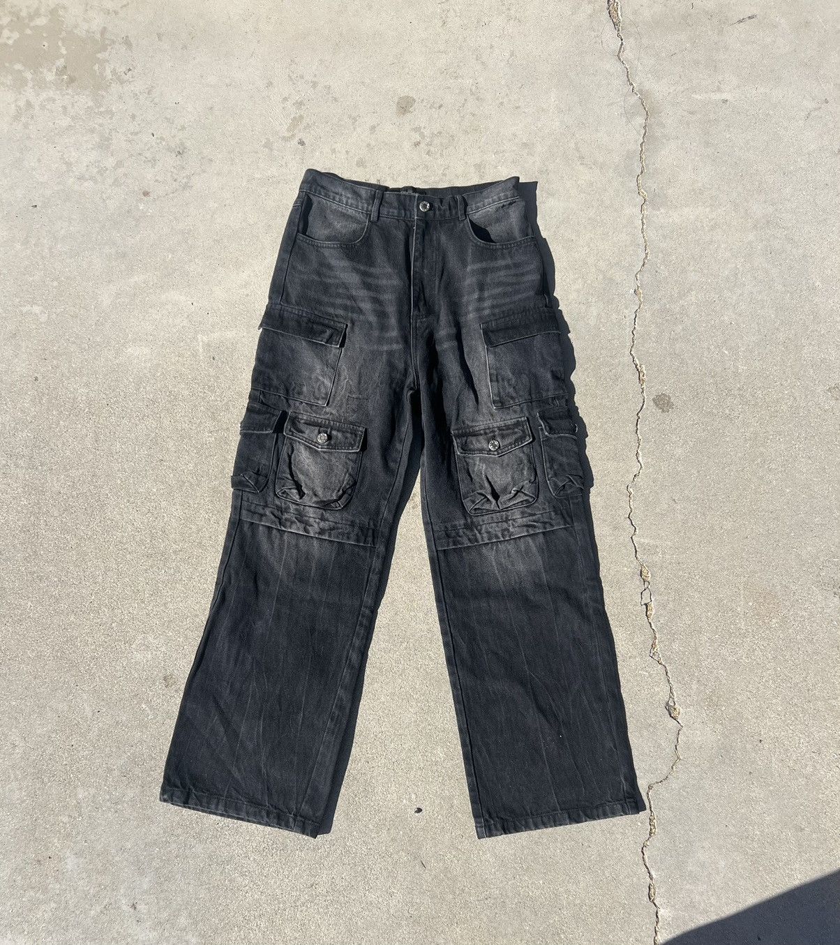 Half Evil × Streetwear × Vintage Half Evil Vintage Washed Denim Cargo ...