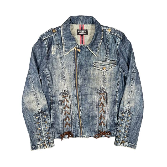 The Anarchy Tornado Mart Bondage Studded Denim Punk Biker Jacket | Grailed