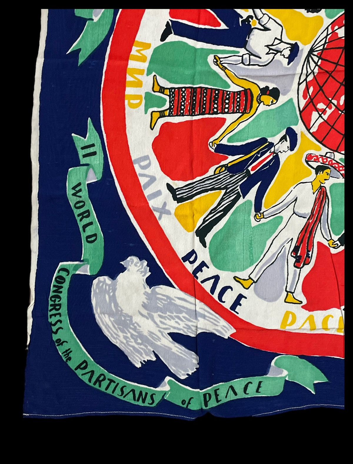 Vintage 1950 World Peace Congress Silk Crepe Scarf | Grailed