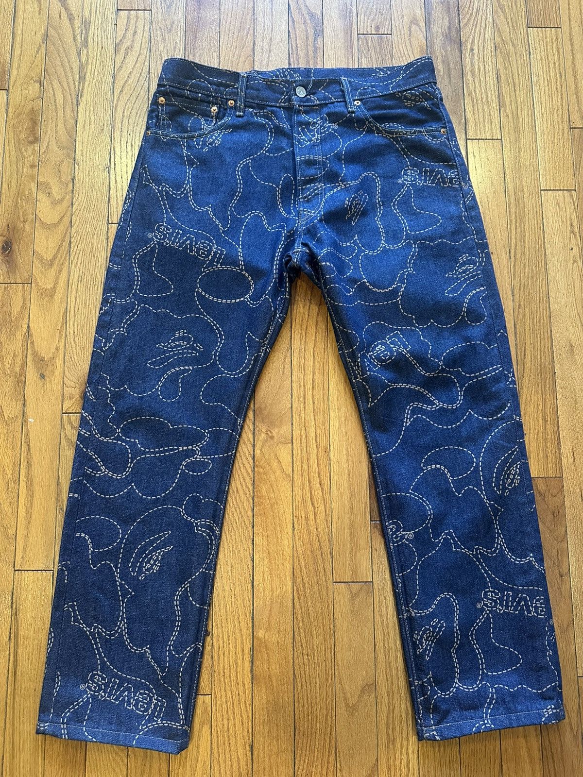 Bape × Levi's Bape x Levi’S 501 Denim Camo Jeans | Grailed