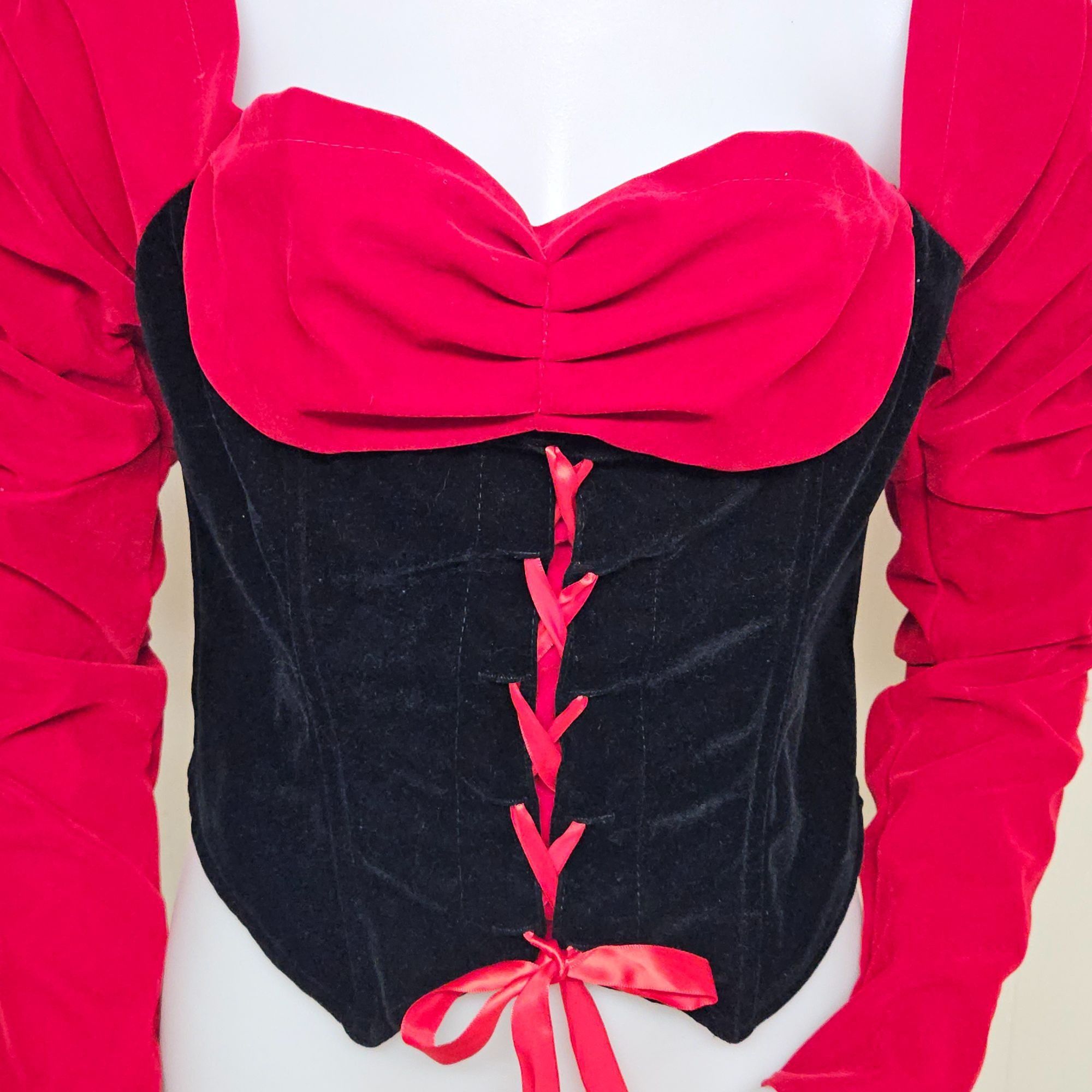Vintage JaC Costume Velvet Corset Top Little Red Riding Hood Cosplay ...