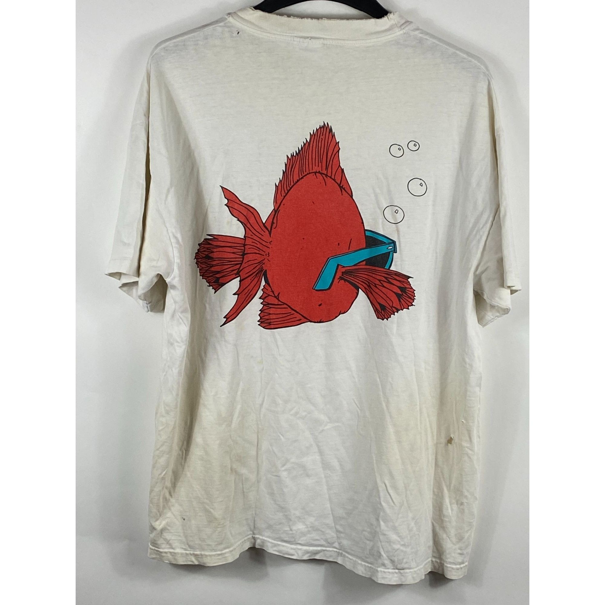 Hanes Vintage 1992 Hanes Chuy's Houston Tex-Mex Fish Tee Shirt Whi ...