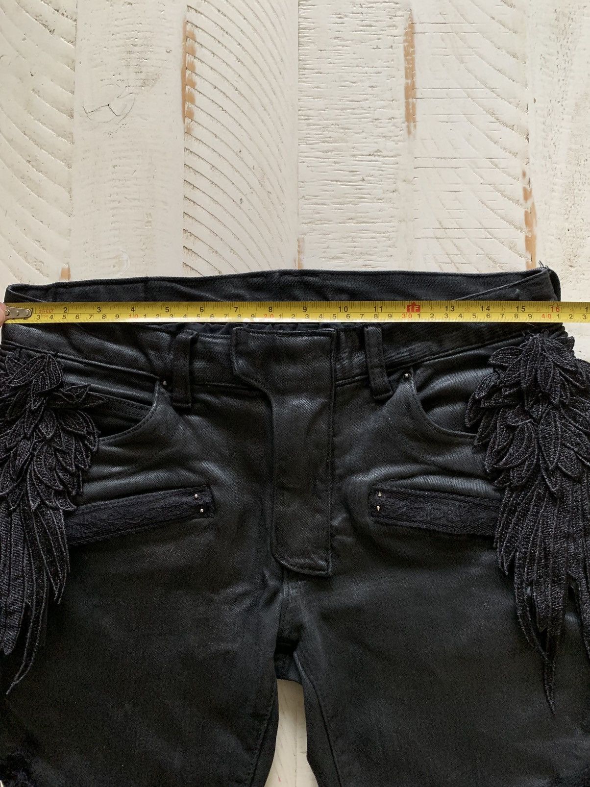 Balmain Balmain Like Lace Winged Waxed Biker Jeans Goth Emo Fashion ...