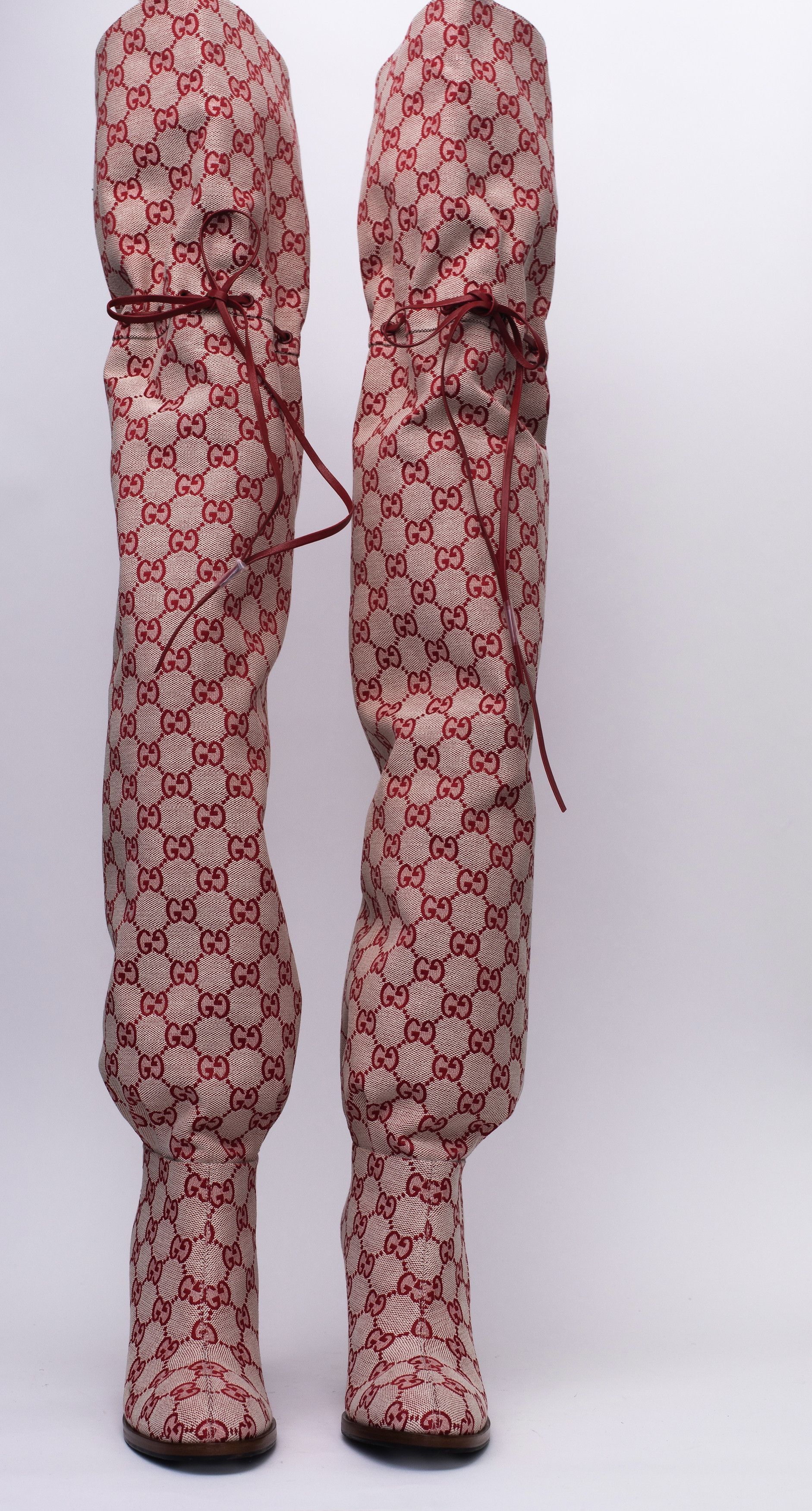 Gucci Gucci Over The Knee Red Monogram Thigh High Boots | Grailed