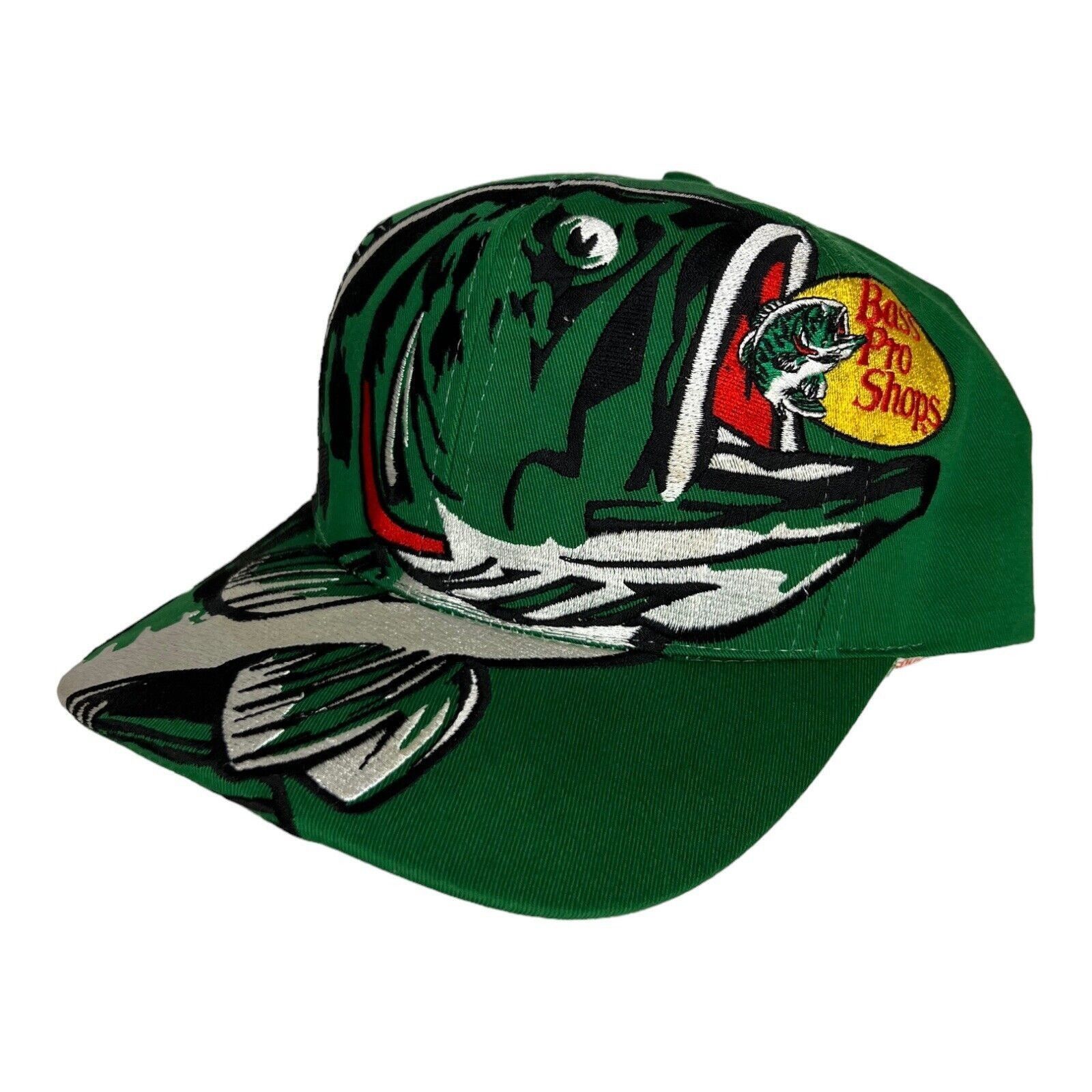 Vintage Vintage Bass Pro Snapback Hat Big Fish Head Largemouth Bass ...