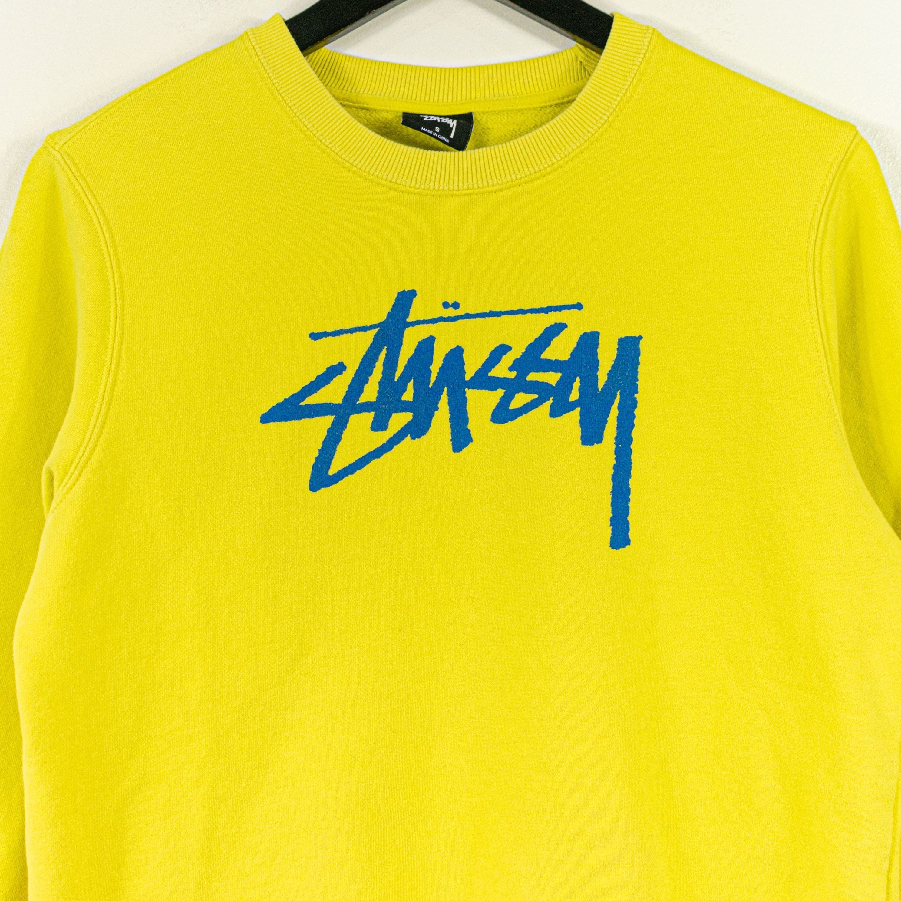 Vintage STUSSY Script Logo Neon Sweatshirt Womens Y2K Skater Retro ...