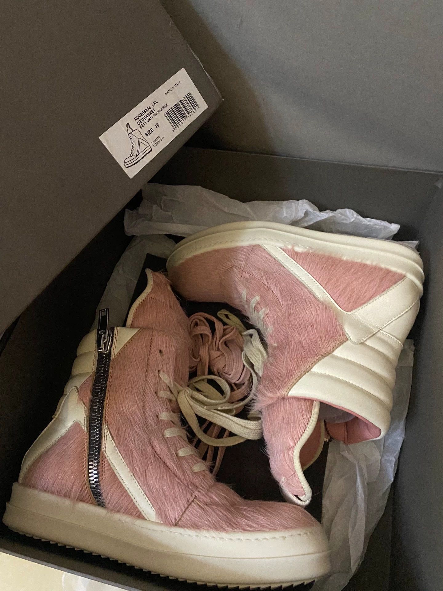 Rick Owens Rick Owens main line pink pony hair inverted triangle | Grailed