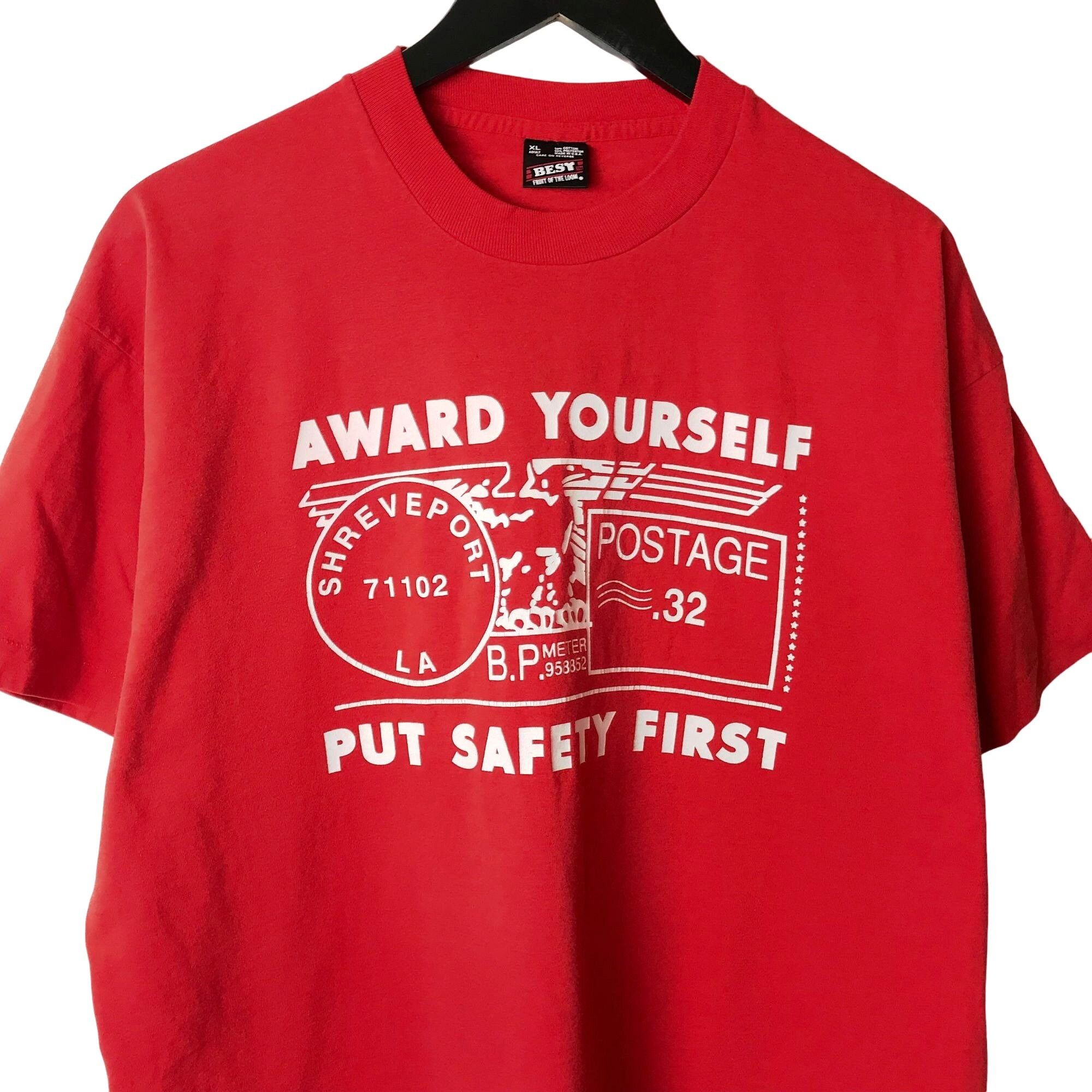 Vintage 90s Vintage Award Yourself Put Safety First T Shirt USA XL ...