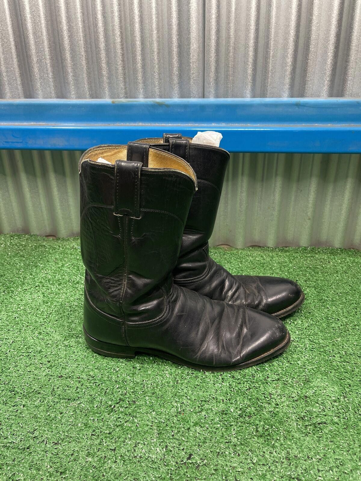 Designer All-Black Justin Genuine Leather Cowboy Boots | Grailed