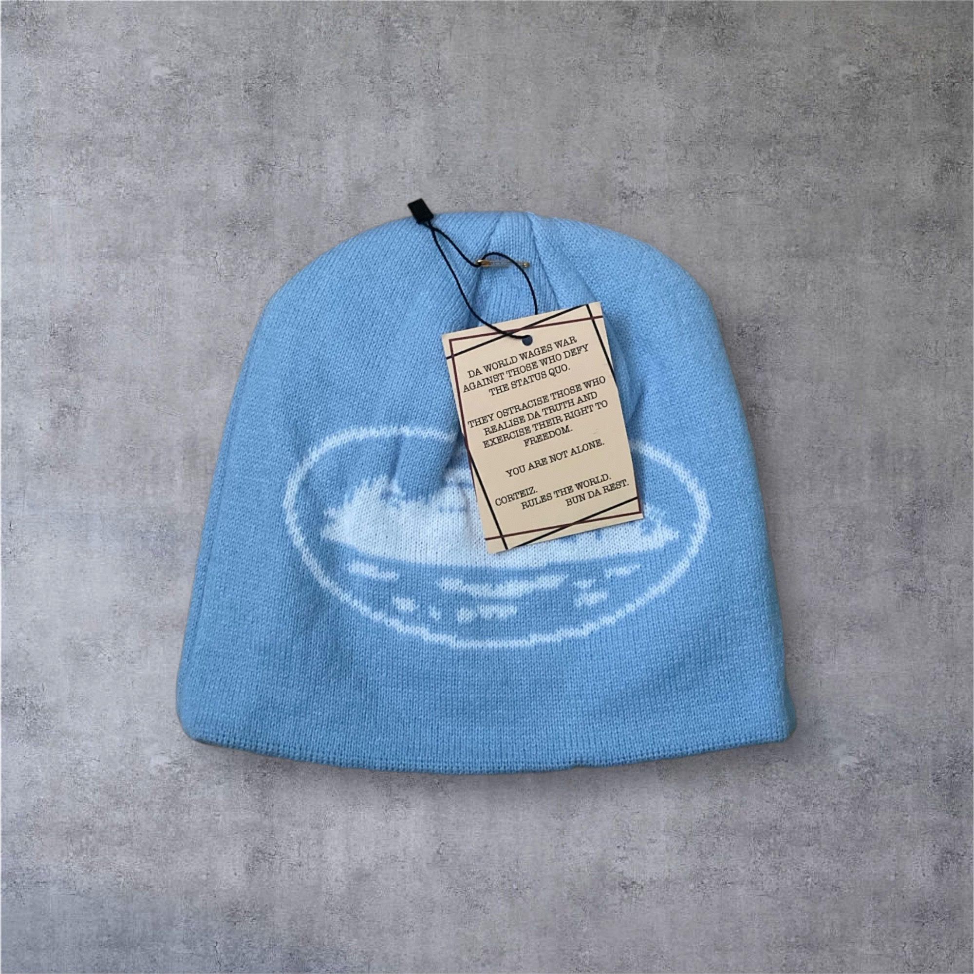 Streetwear Corteiz Alcatraz Baby Blue Skully Beanie Deadstock | Grailed