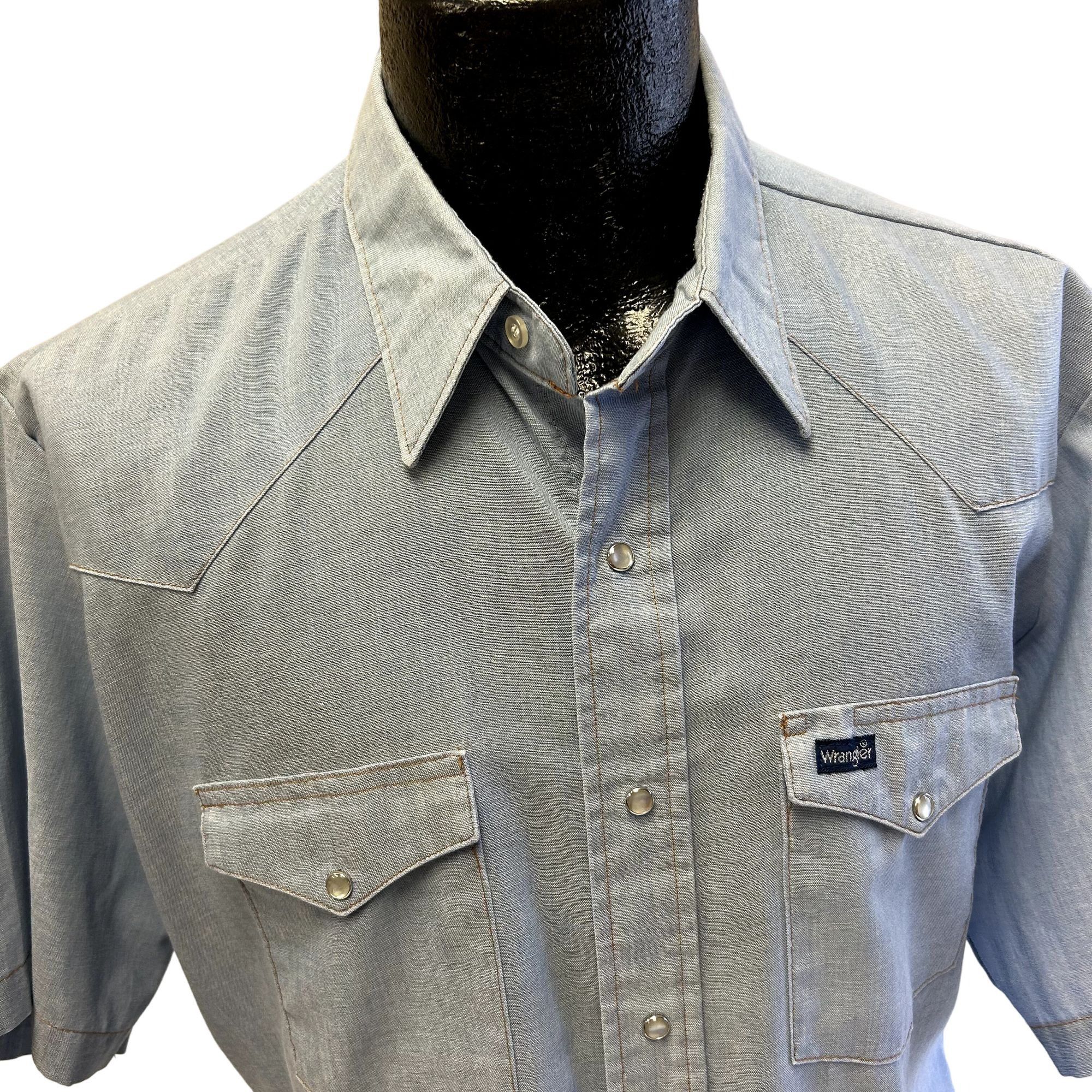 Wrangler 70's Wrangler CHAMBRAY Cowboy Western PEARL SNAP Work Shirt ...