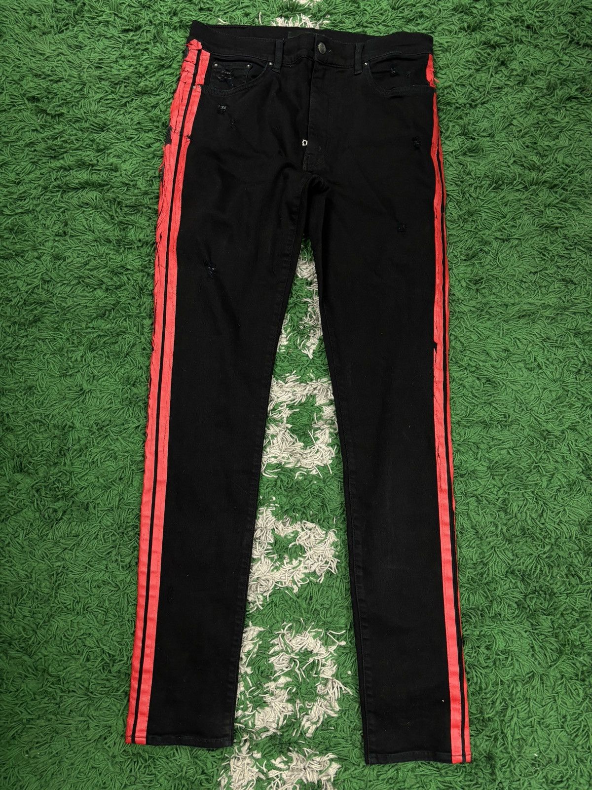 Amiri Amiri jeans black 34 red stripe | Grailed