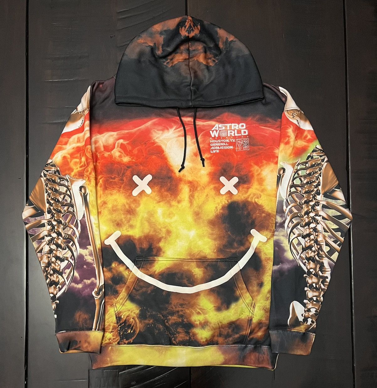 Travis Scott Travis Scott Astroworld Smiley Explosion Skeleton Hoodie ...