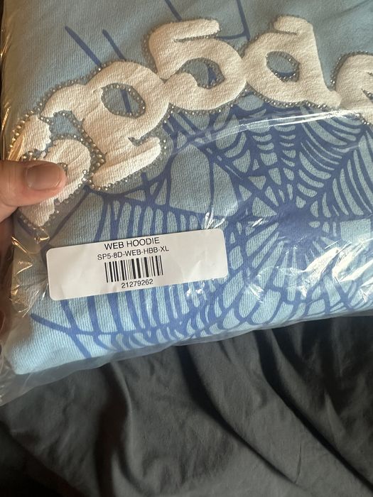 Designer Sky blue Rhinestone spider hoodie | Grailed