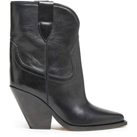 Isabel Marant ISABEL MARANT Leyane Black Leather Ankle Western Boots ...