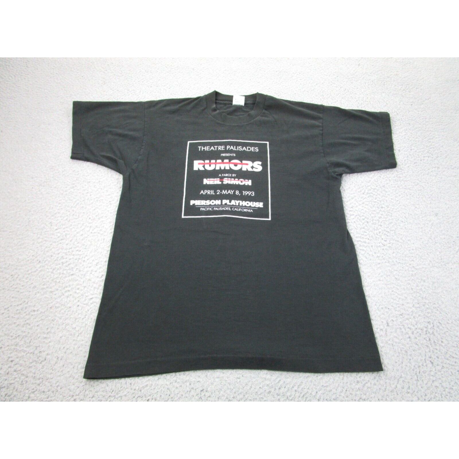 Fruit Of The Loom VINTAGE Neil Simon Shirt Mens L Black Rumors Play ...