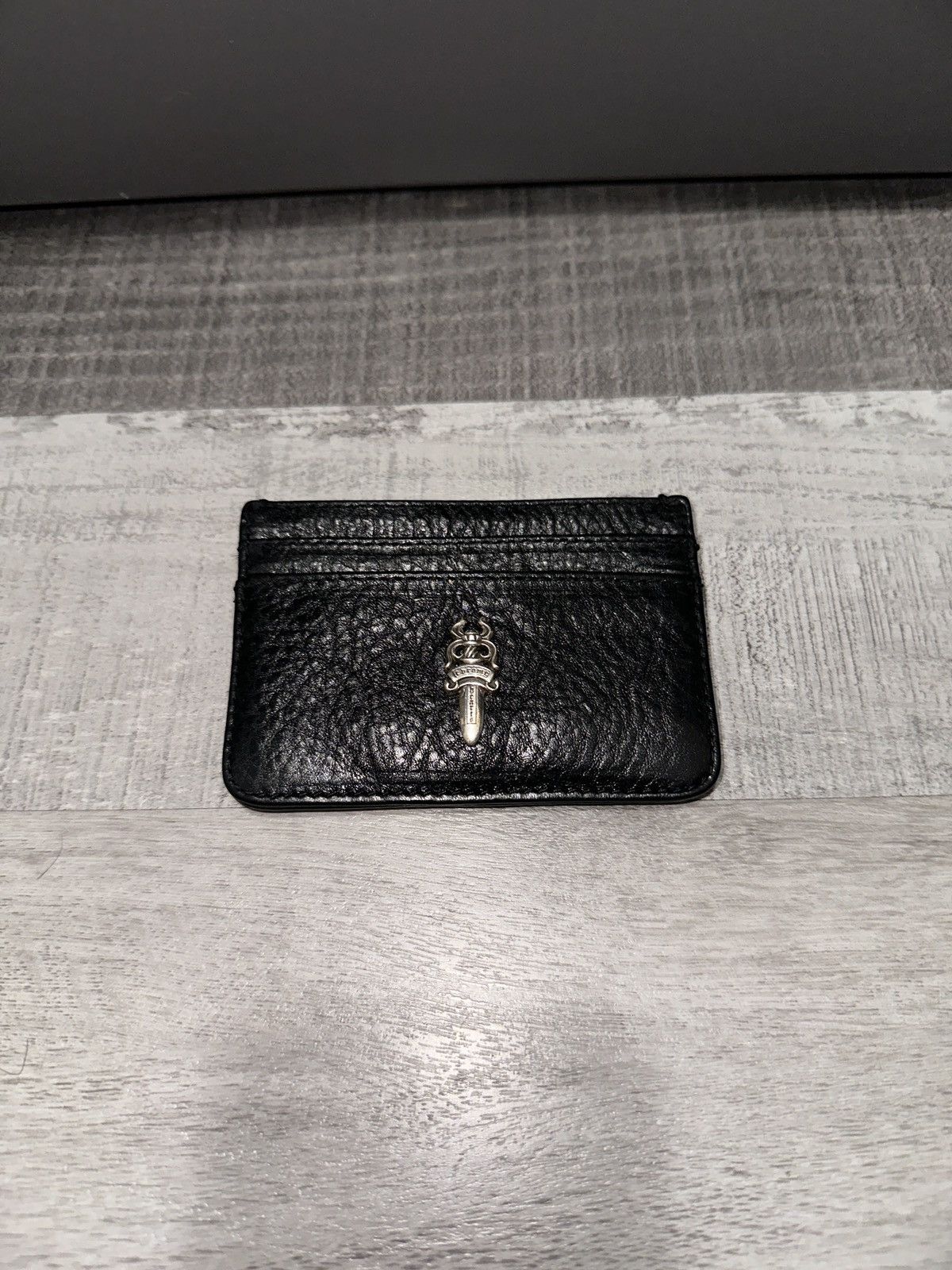 Chrome Hearts Chrome Hearts Silver Dagger Leather Wallet Card Case ...
