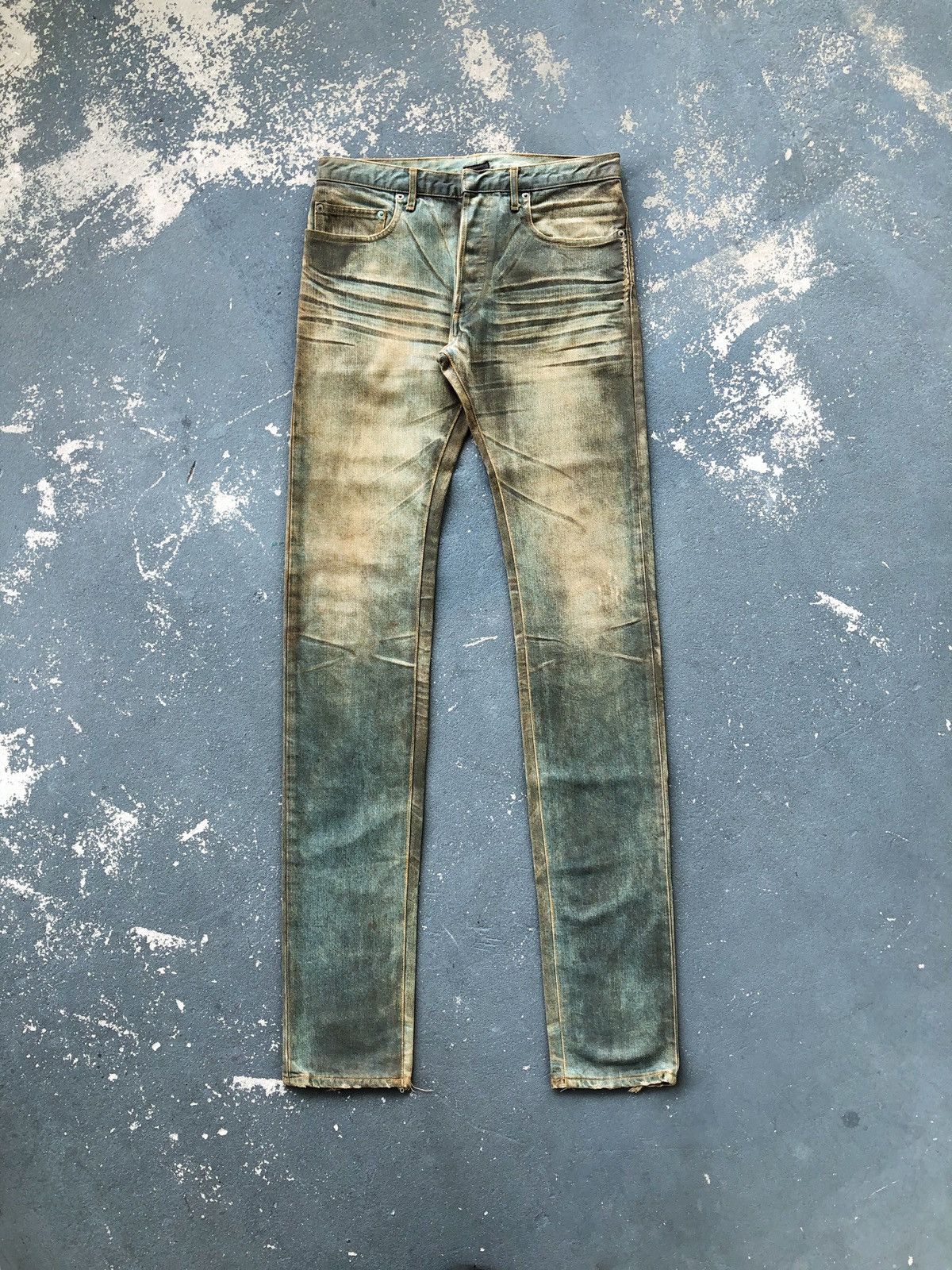 Dior Dior Homme SS04 “STRIP” Dirty Bleu Claire MIJ Denim Jeans | Grailed