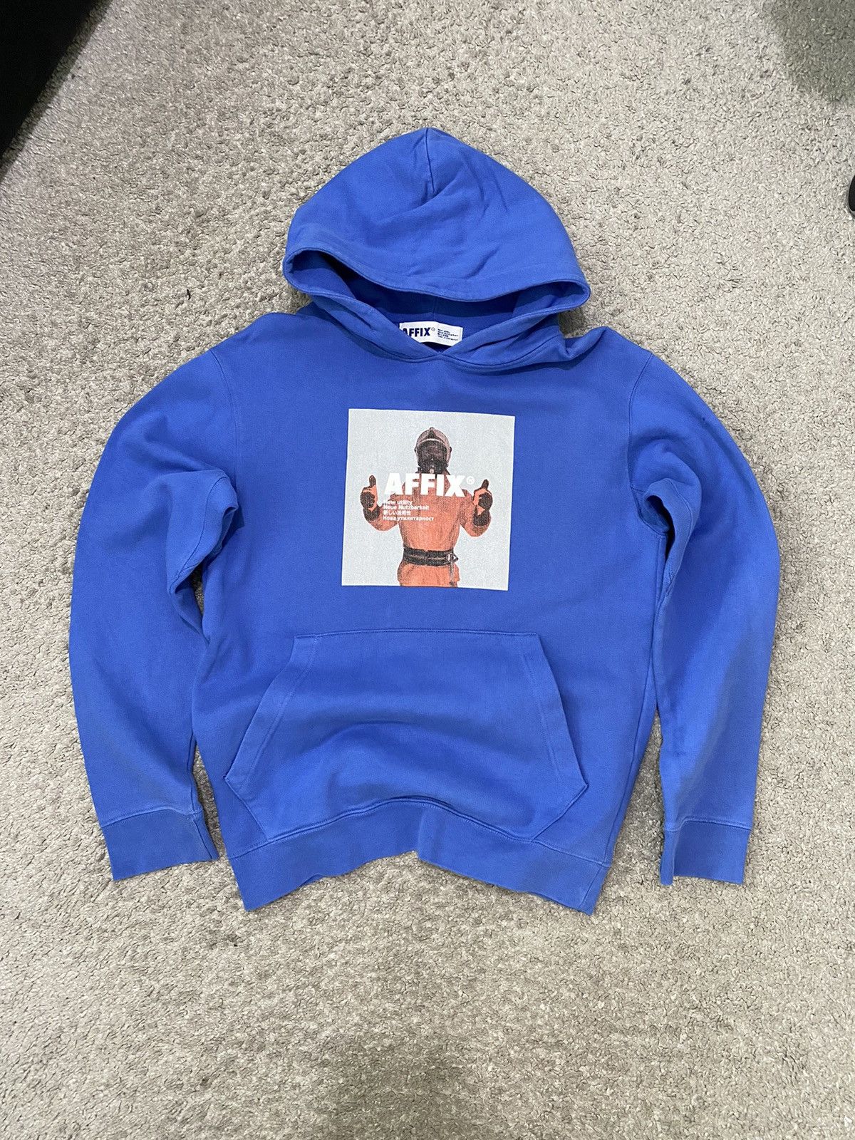 Kiko Kostadinov Affix Works Blue Radio S Hoodie Photo Basic workwear y2k | Grailed