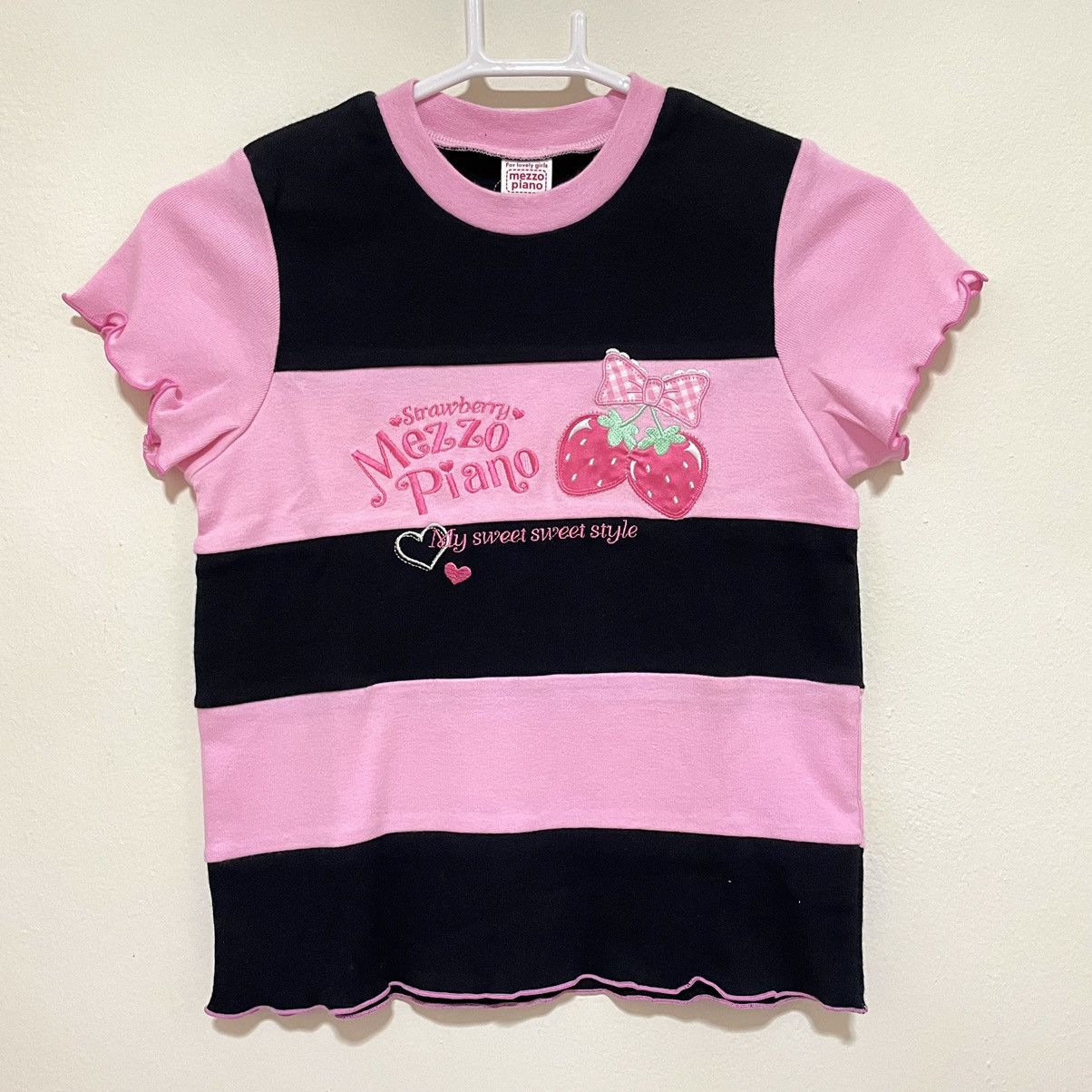 Japanese Brand Mezzo piano strawberry black-pink t-shirt | Grailed