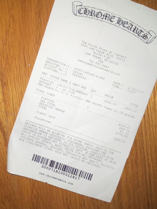 Chrome Hearts RECEIPT - chrome hearts horseshoe hoodie pullover | Grailed