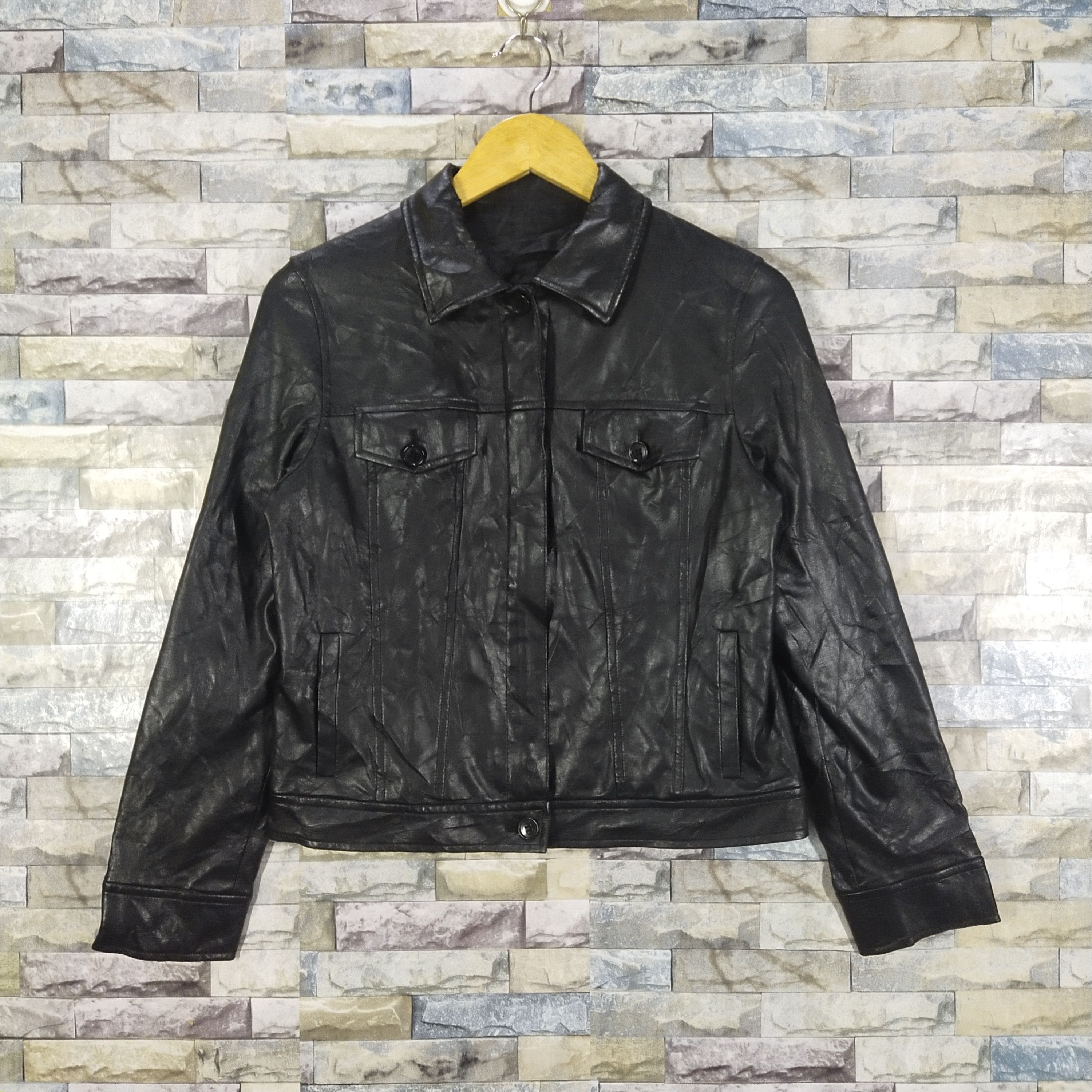 Designer × Leather Jacket × Vintage Vintage Crop Top Leather Jacket ...