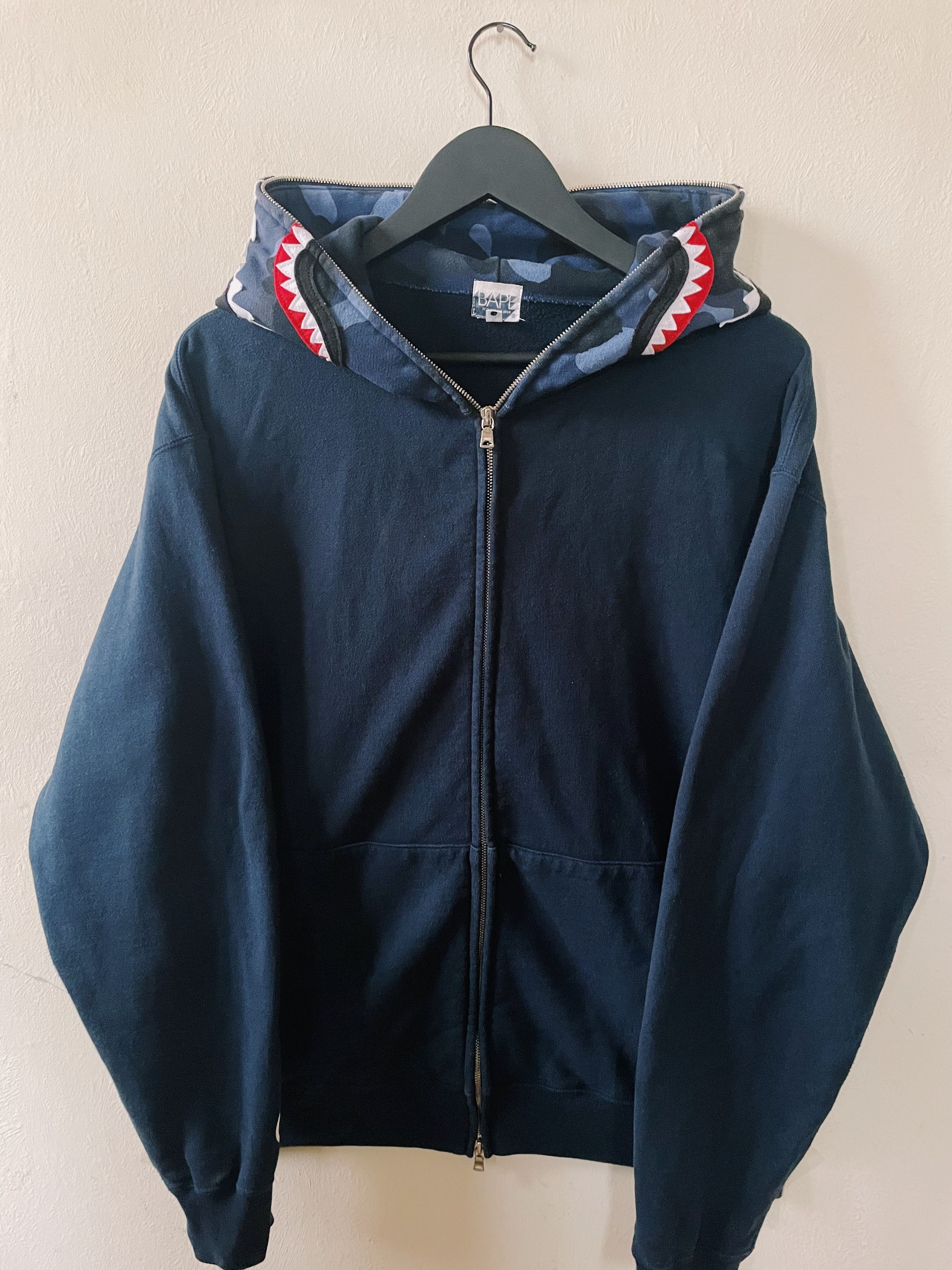 Bape × Vintage Vintage Y2K Bape A Bathing Ape Camo Fullzip Hoodie Navy ...