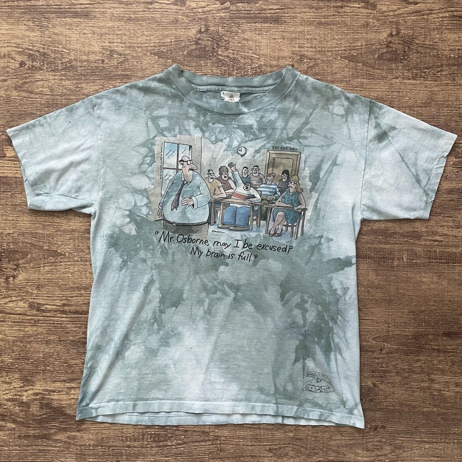 Vintage Vintage The Far Side Comic Brain Is Full Tie Dye T-Shirt | Grailed
