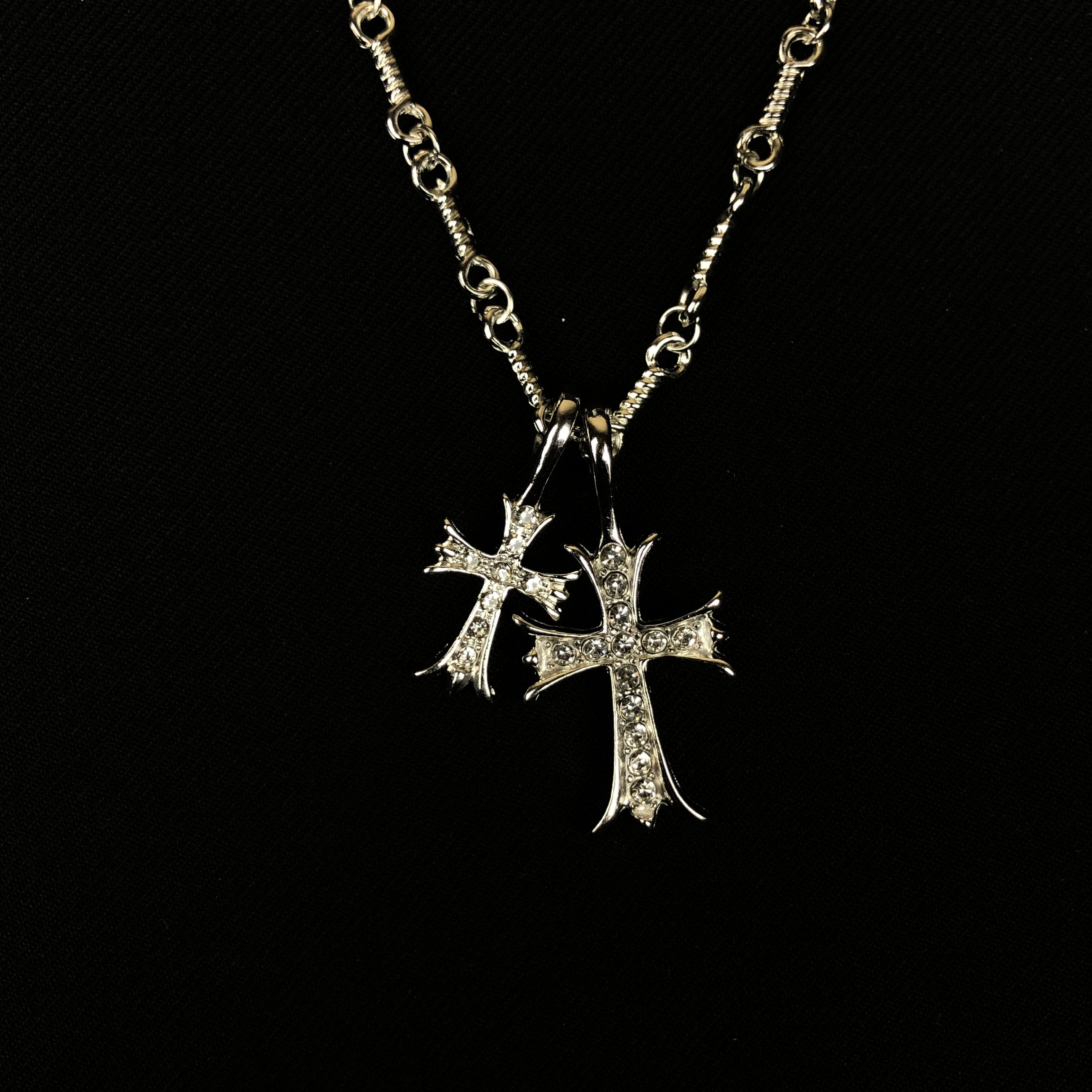 Chain × Jewelry × Streetwear Double Cross Necklace Punk Gothic | Grailed