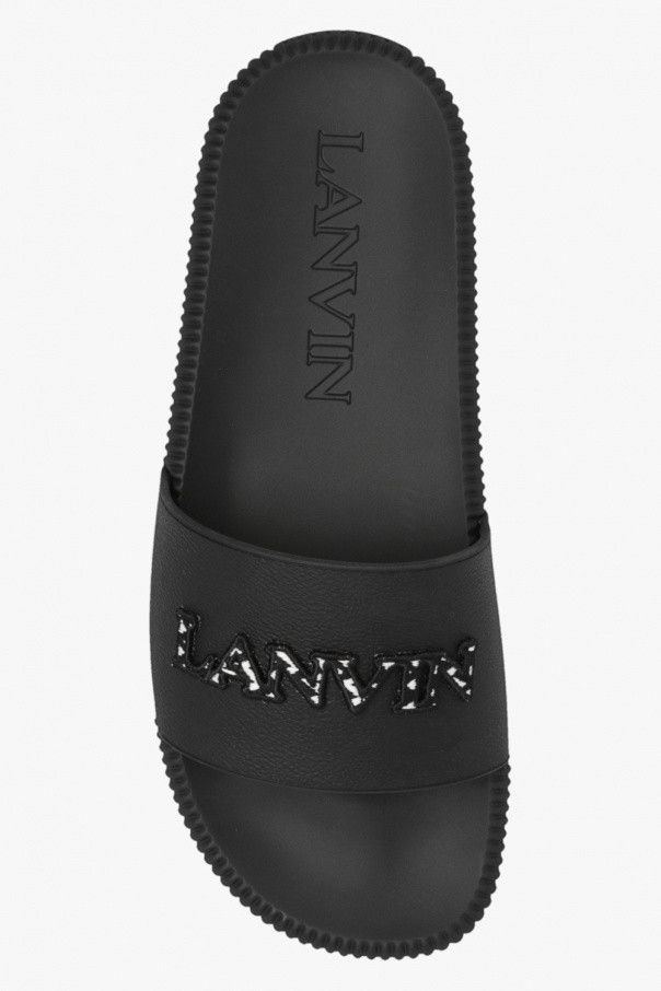 Lanvin o1w1db11123 Logo Rubber Slides in Black | Grailed