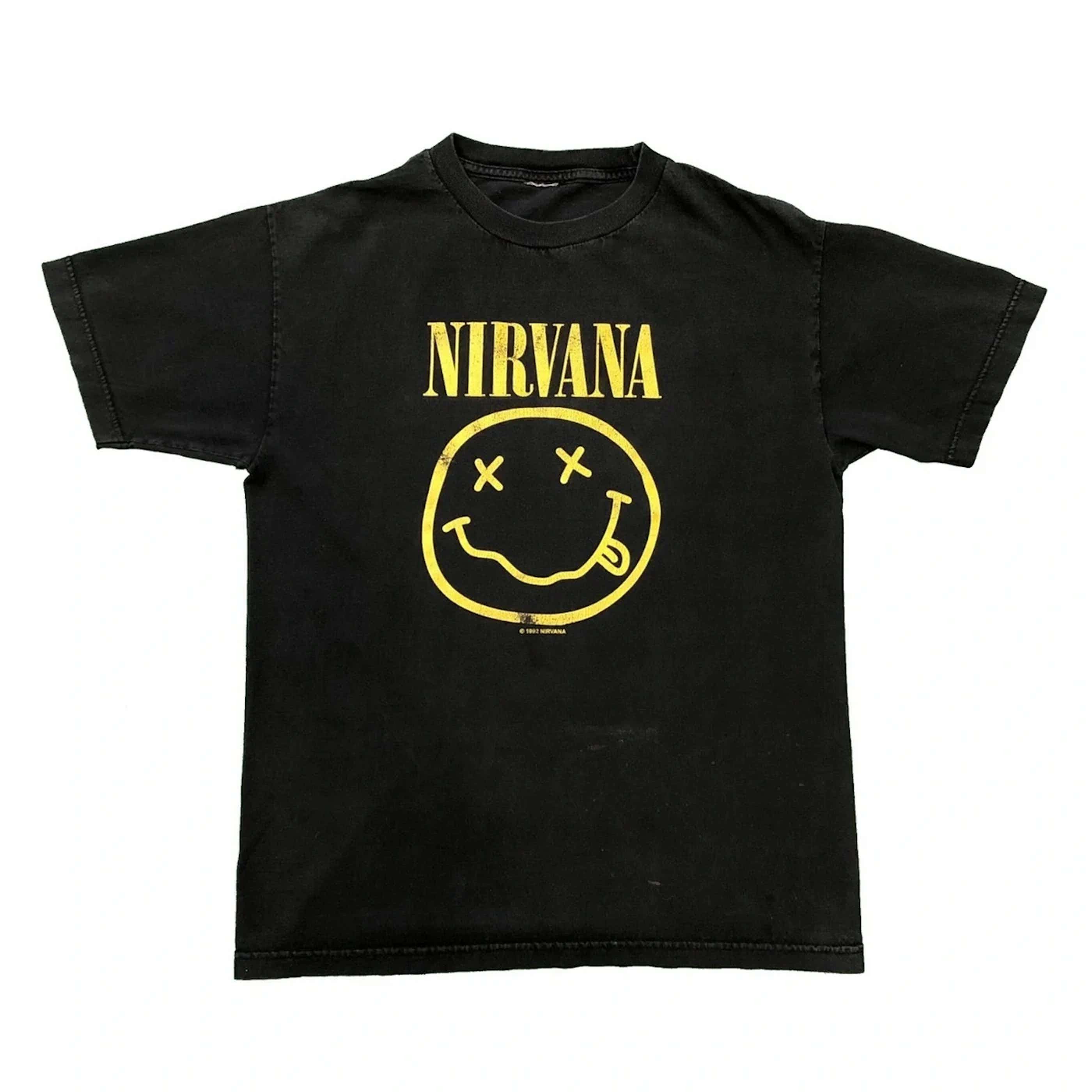 Vintage Vintage 1992 Nirvana Kurt Cobain Smiley Face Band Tee | Grailed