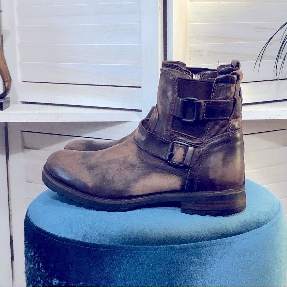 Streetwear Steampunk gothic buckle distressed rust brown boots 10.5 ...