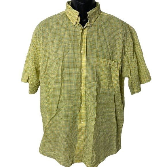 Towncraft Towncraft Button Down Short Sleeve Shirt L Yellow Plaid Ches ...