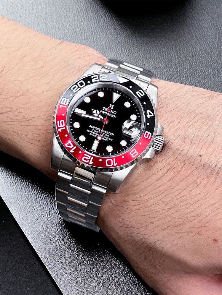 Japanese Brand × Seiko Seiko Mod Prospex GMT Master Coke Red Black ...