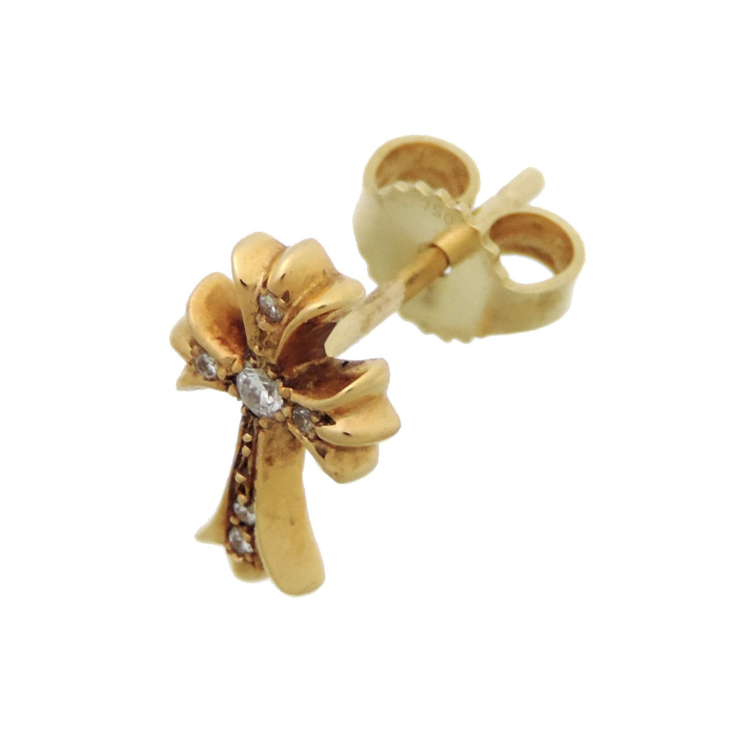 Chrome Hearts CHROME HEARTS 22K GOLD DIAMOND CROSS EARRING | Grailed