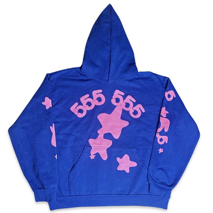 Designer SP5DER 555 Angel Beluga Blue/Pink Hoodie Spider Worldwide ...
