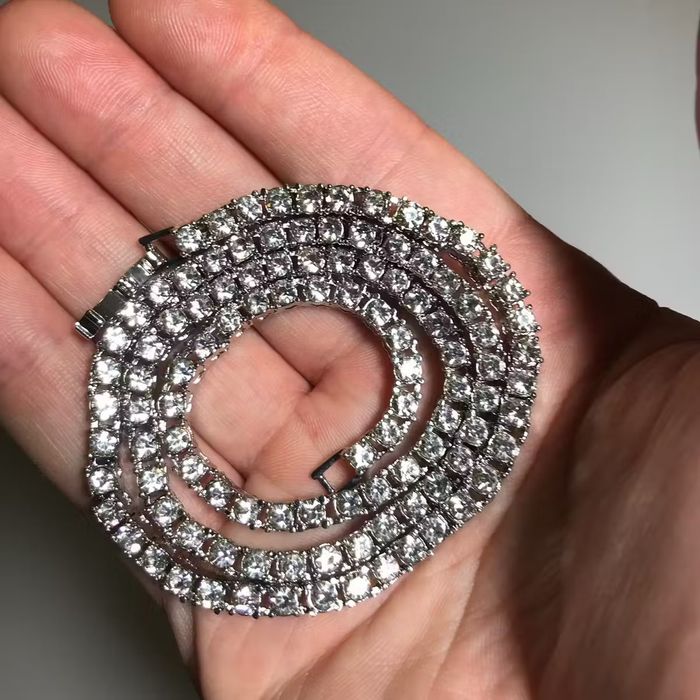 Chain Silver color iced out tennis chain | Grailed